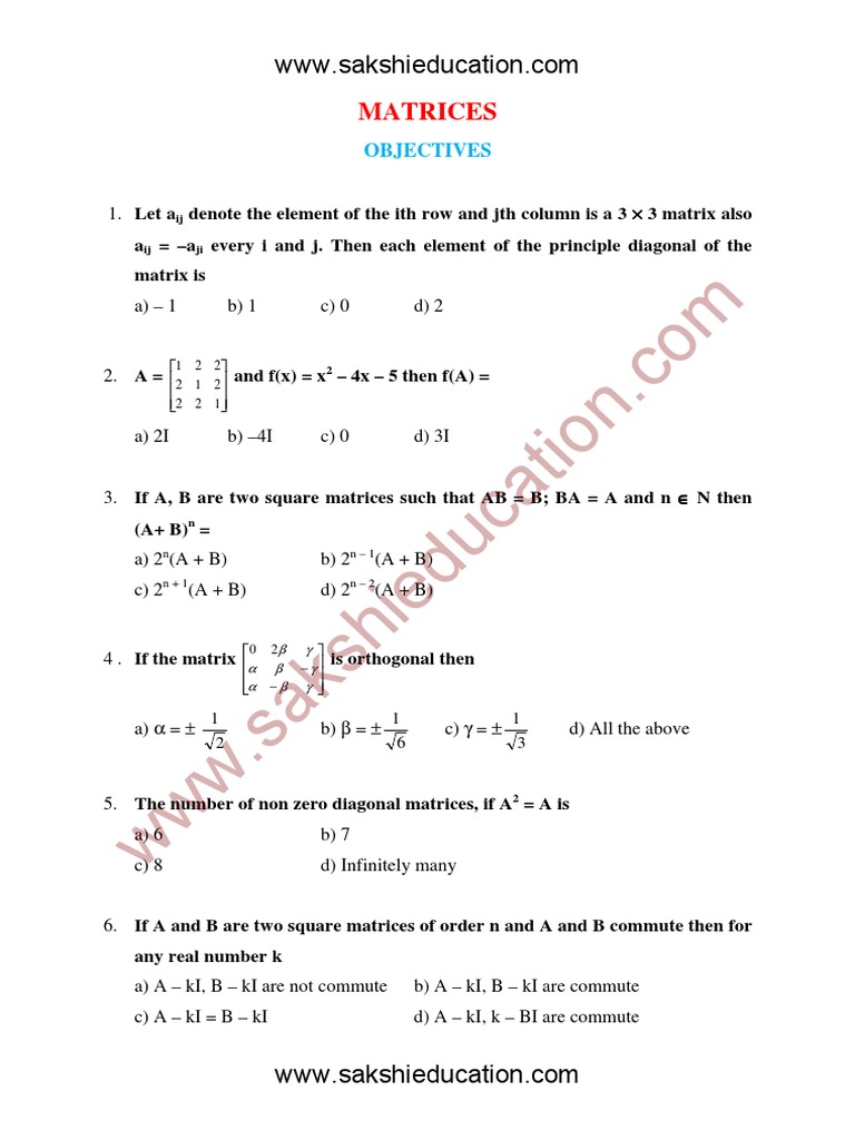 Matrices PDF | PDF | Matrix (Mathematics) | Functional Analysis