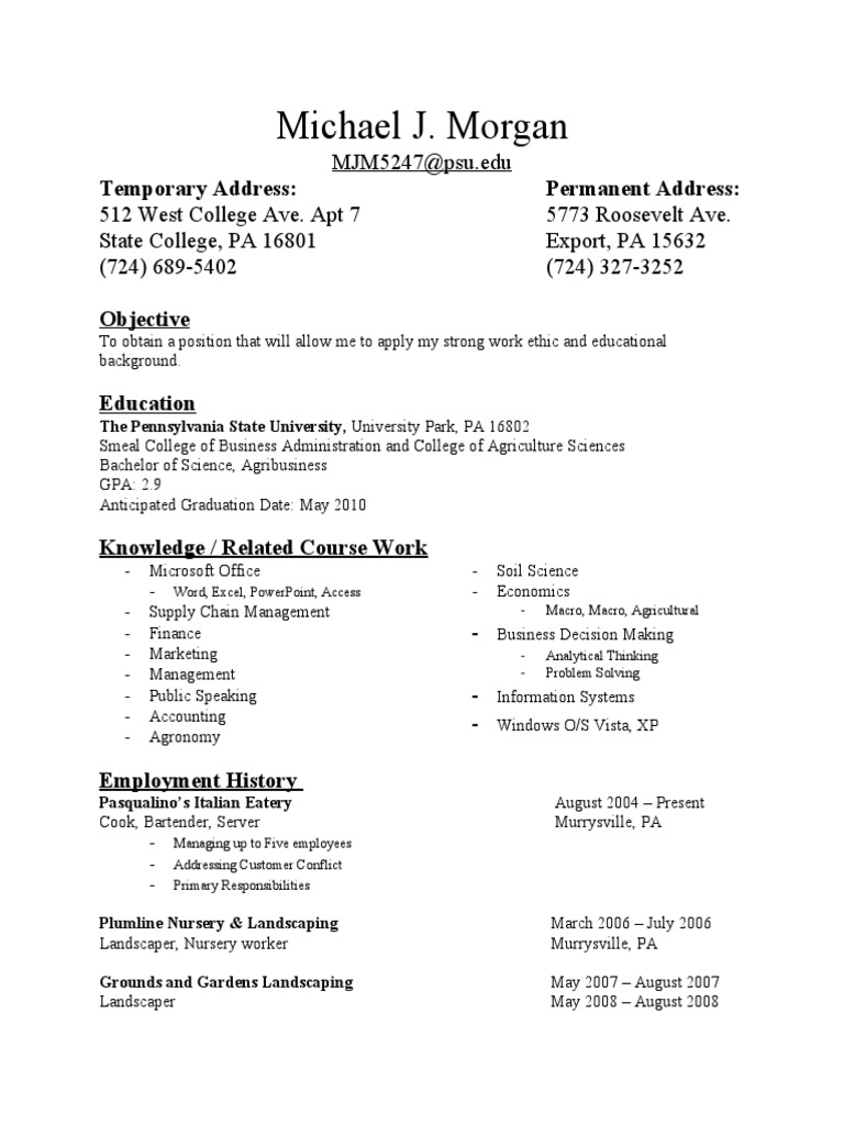 Michael J. Morgan's Resume Overview | PDF