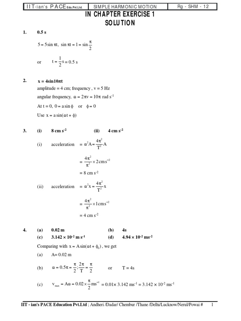 SHM SOLUTION 1,2,3,4,5 - Solutions PDF | PDF | Temporal Rates ...