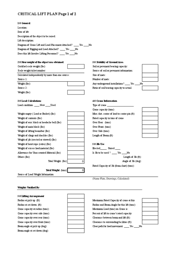 Critical Lift Plan | PDF | Crane (Machine) | Manufactured Goods
