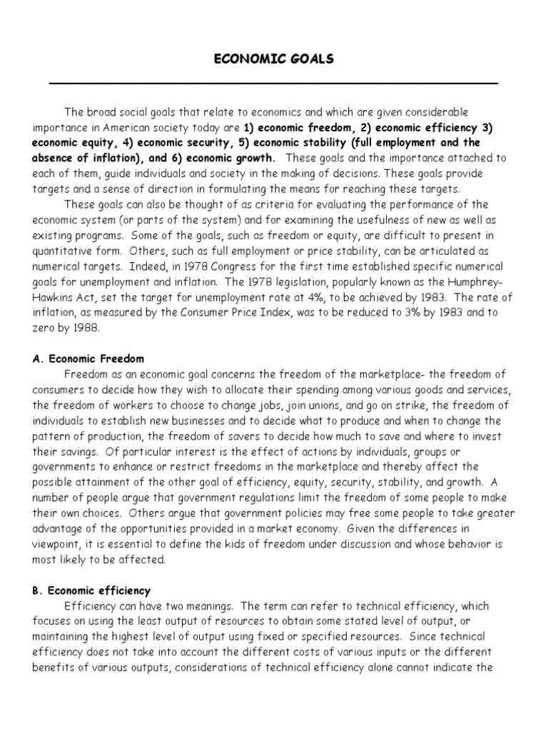 6 Economic Goals | PDF | Unemployment | Social Science