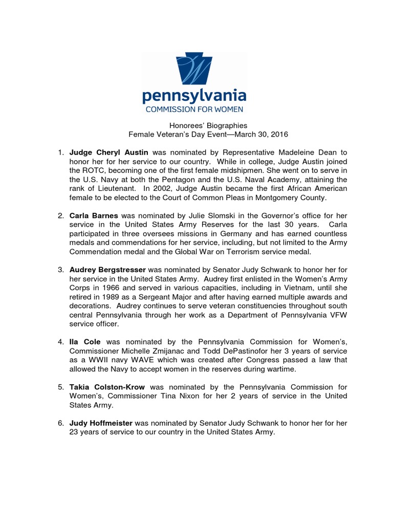 Honorees' Biographies | PDF