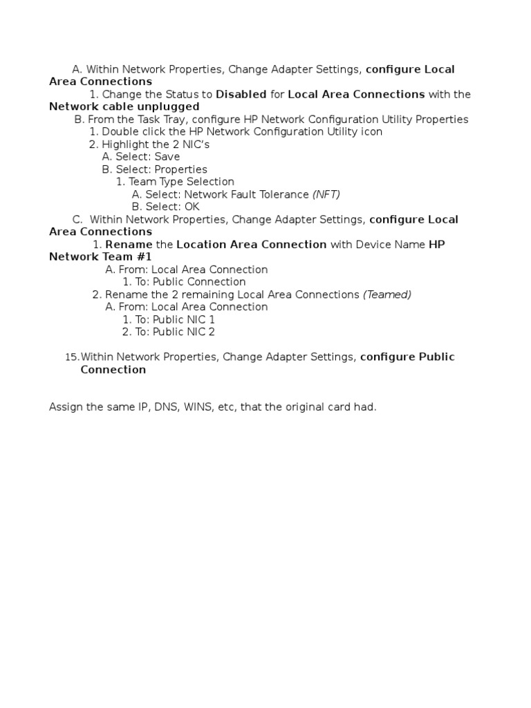Configure HP Network Connections Settings | PDF
