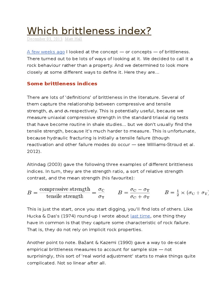 Brittleness Index | PDF | Strength Of Materials | Young's Modulus