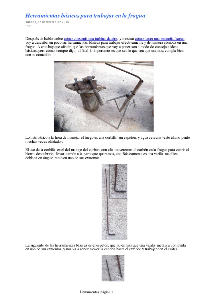 Herramientas Esenciales para la Fragua | PDF | Herramientas | Forjar