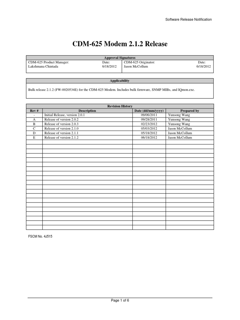 CDM-625 ReleaseNotes v2.1.2 | PDF | Modem | Booting