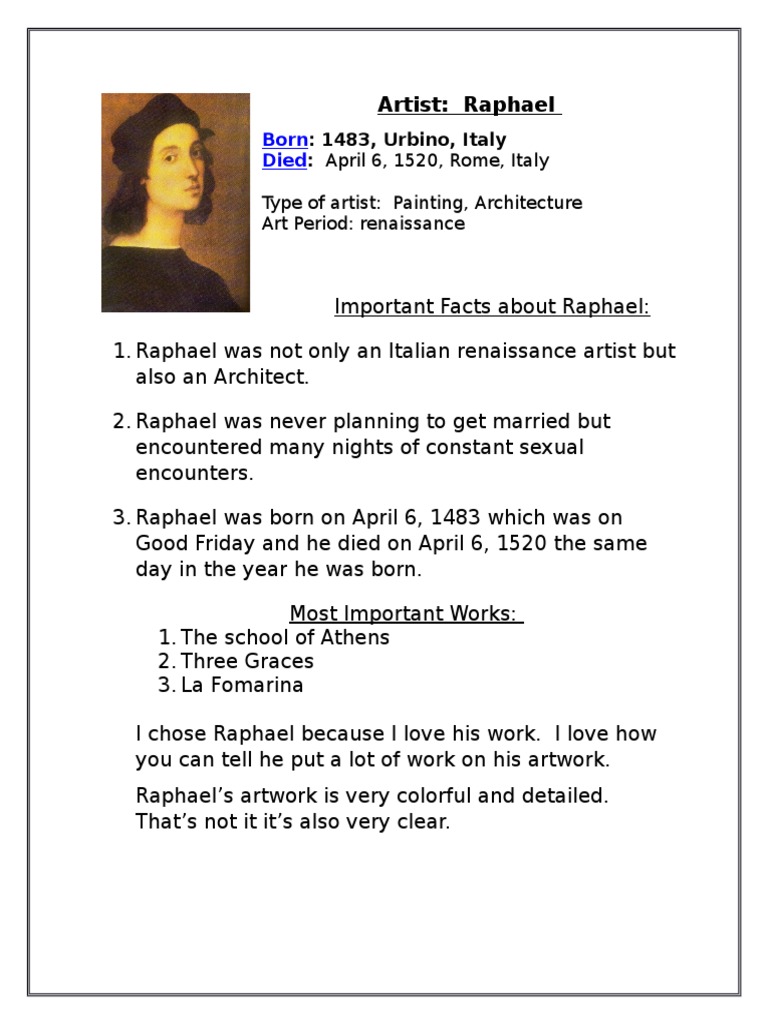Key Facts About Raphael's Life | PDF | Home & Garden