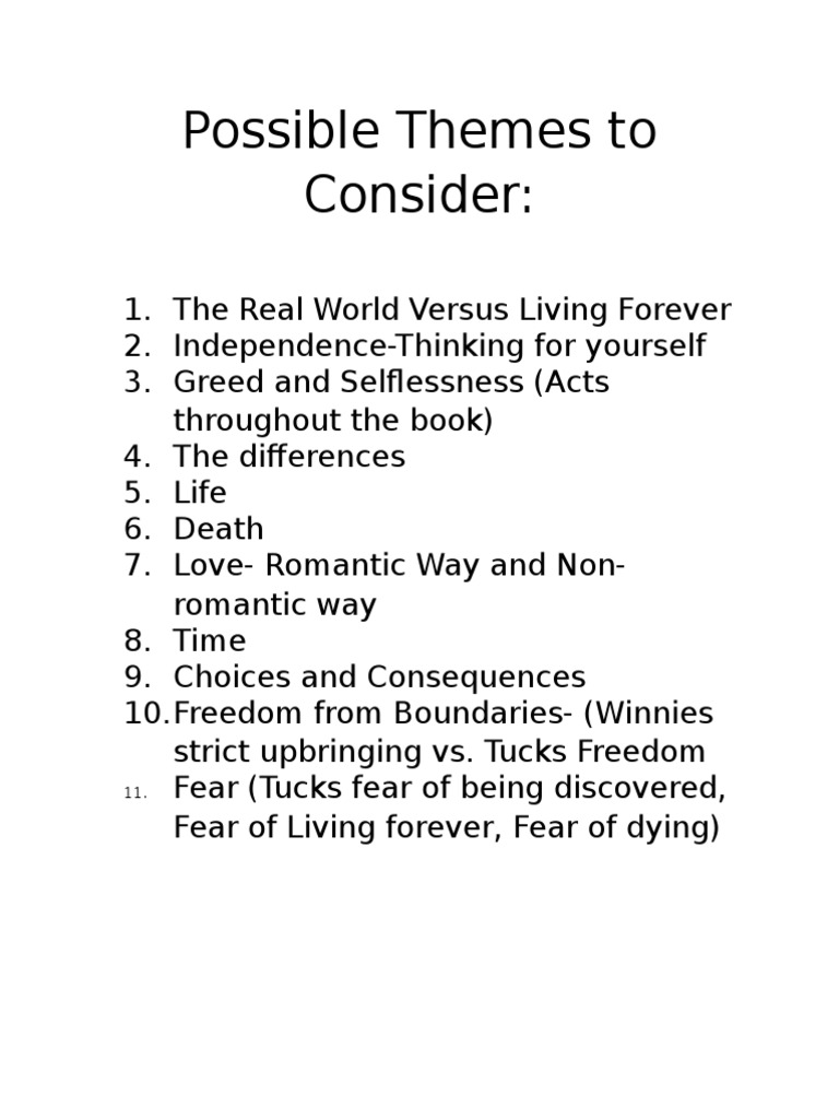 Tuck Everlasting Themes | PDF