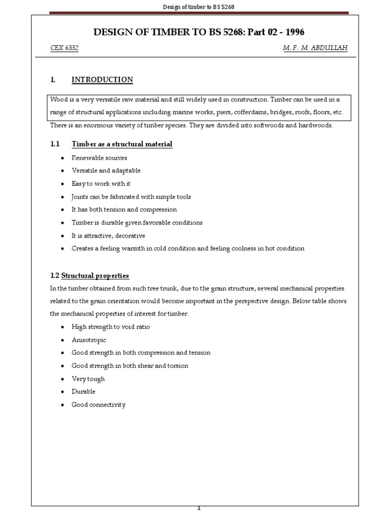 Design of Timber To BS 5268 | PDF | Buckling | Lumber