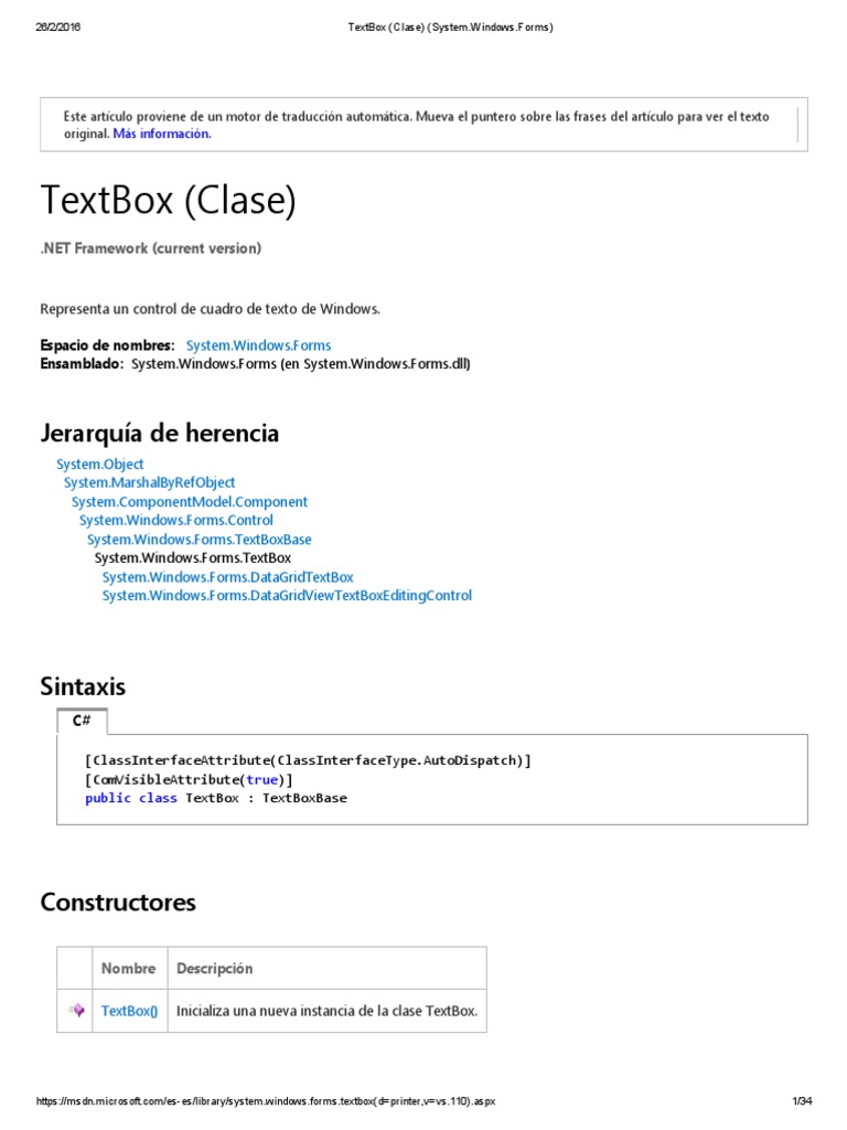 TextBox (Clase) (System - Windows | PDF | C Sharp (lenguaje de ...