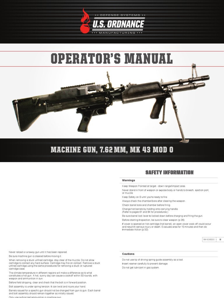M60English Manual | PDF | Cartridge (Firearms) | Machine Gun