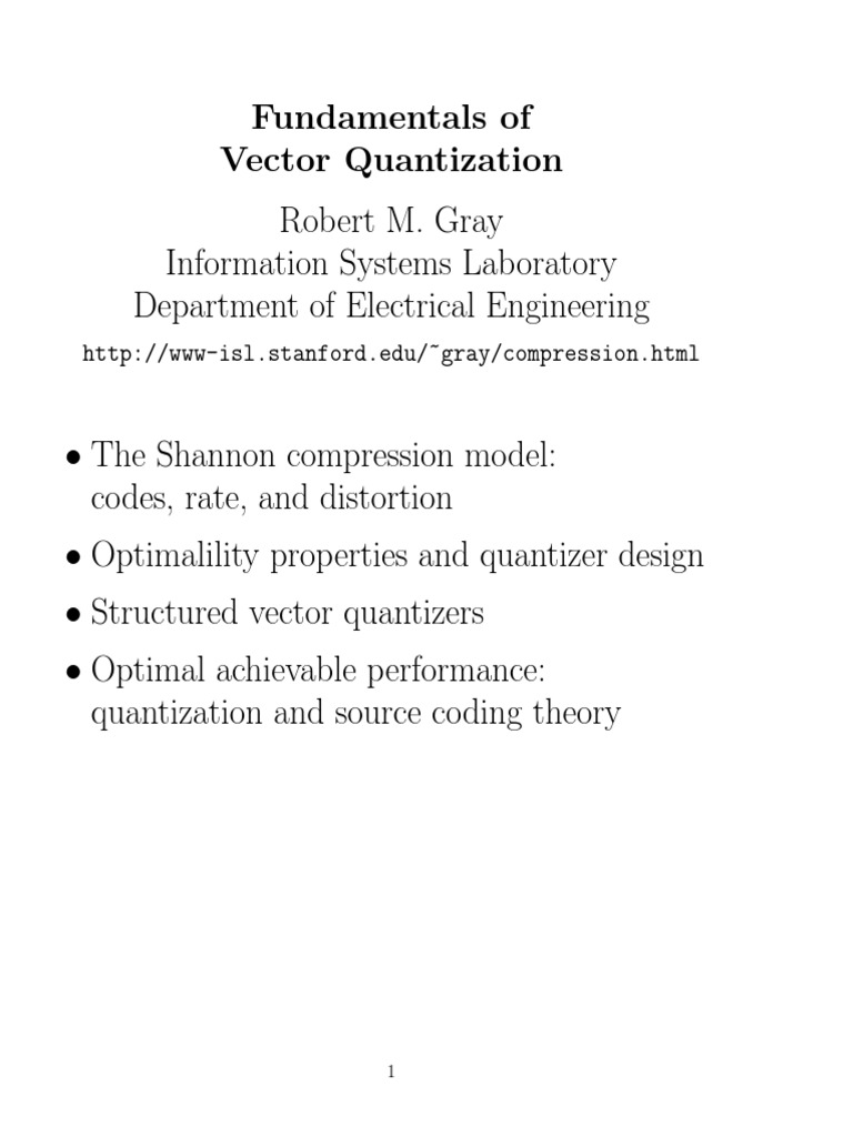 Fundamentals of Vector Quantization | PDF | Data Compression | Signal ...