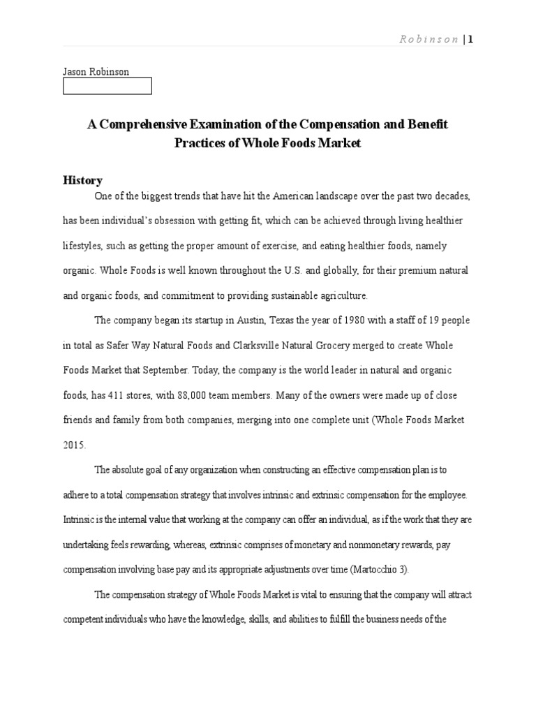 Whole Foods Employee Compensation Overview | PDF | Whole Foods Market ...