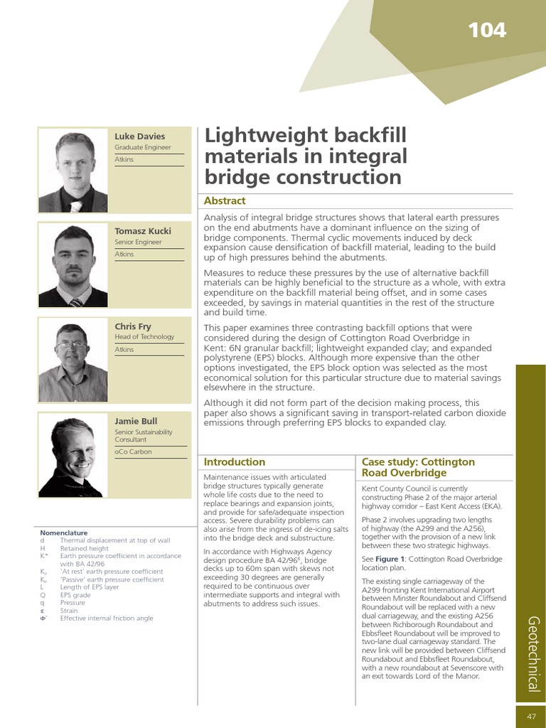 104 - Lightweight Backfill Materials in Integral Bridge Construction ...