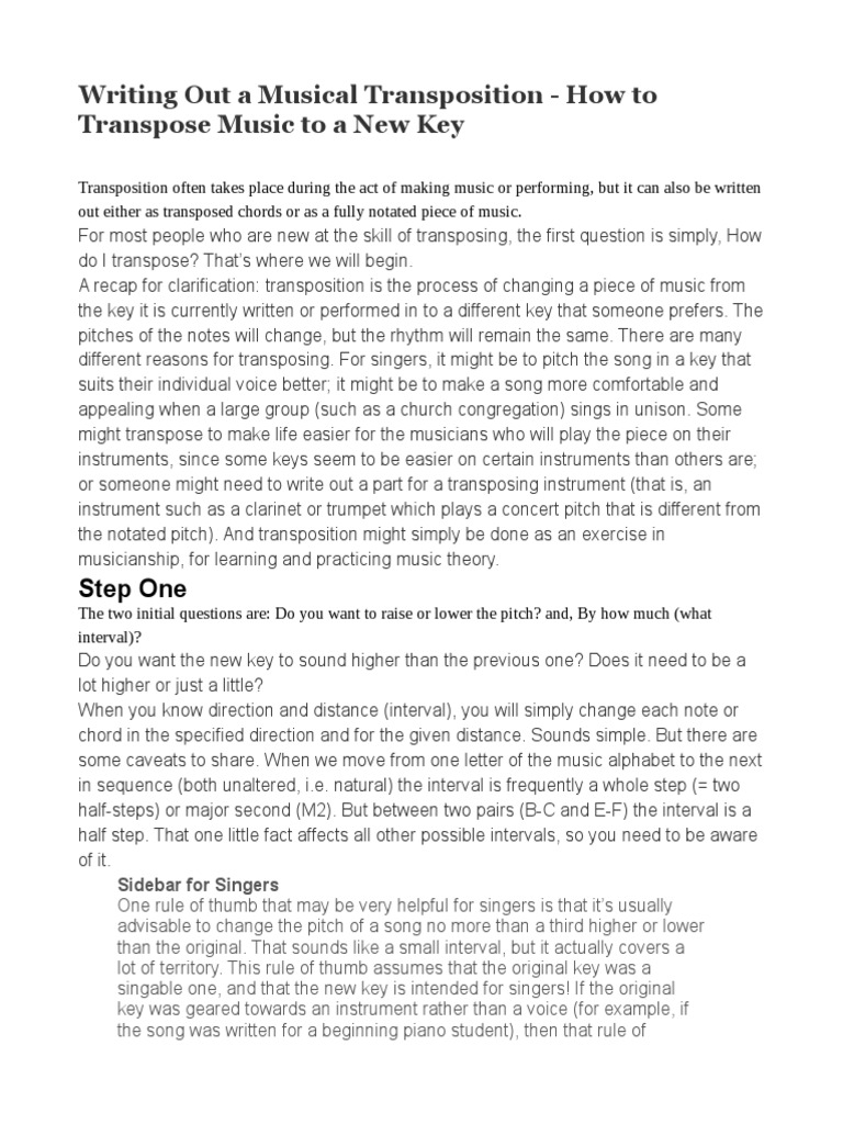 How To Transpose Music To A New Key | PDF | Elements Of Music | Music ...