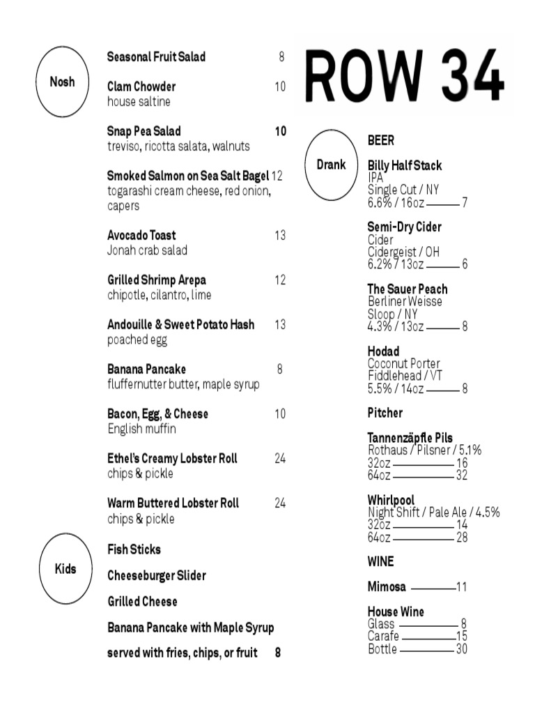 Row 34 Seasonal Lunch Menu | PDF