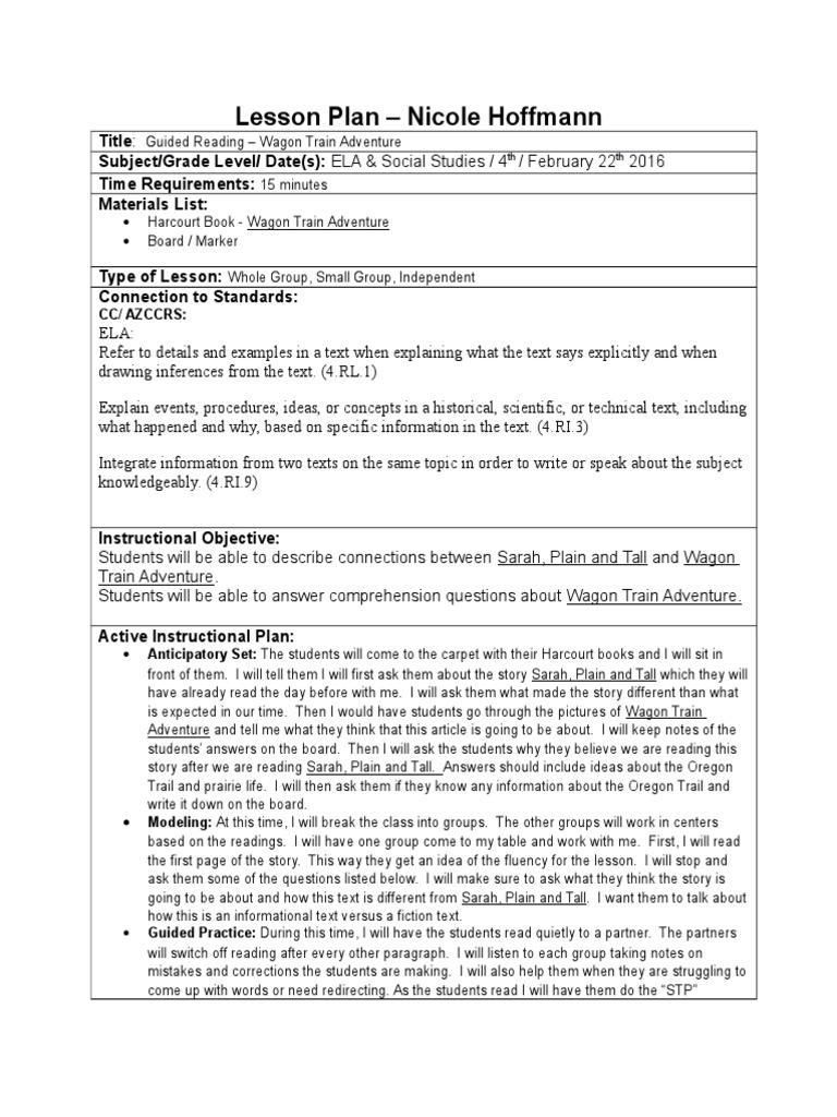 Lesson Plan Guided Reading | PDF | Reading Comprehension | Lesson Plan