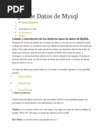 Tipos de Datos MYSQL | PDF | Tipo de datos | Byte