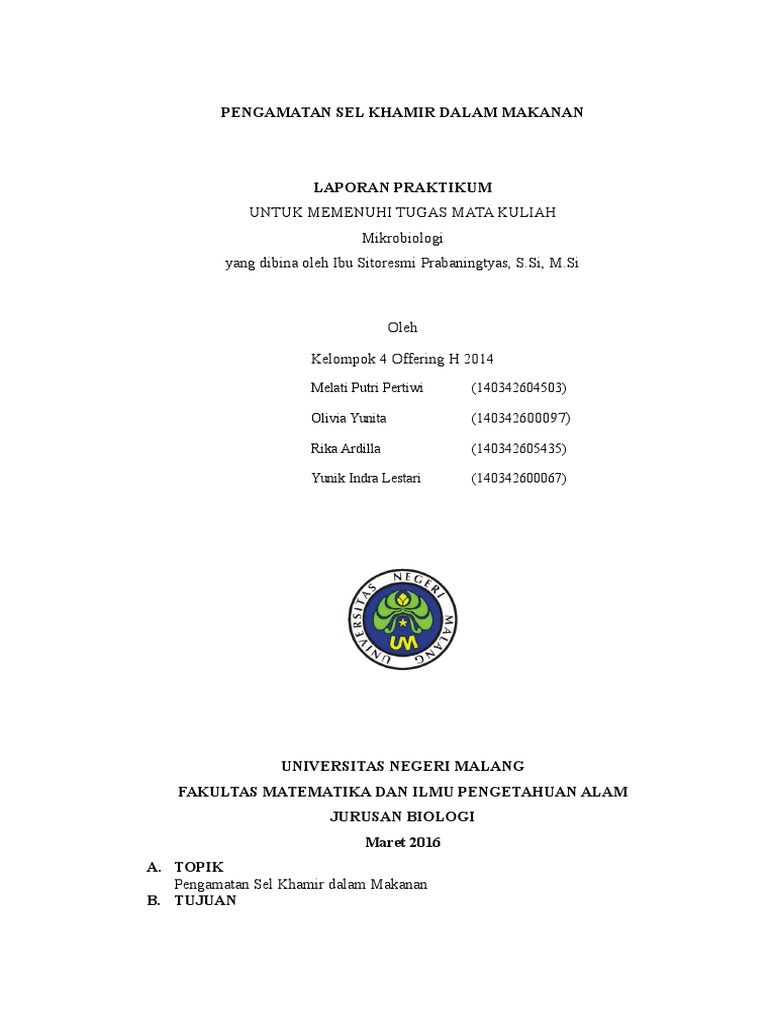 Pengamatan Sel Khamir Dalam Makanan | PDF | Griya & Taman | Kesehatan ...