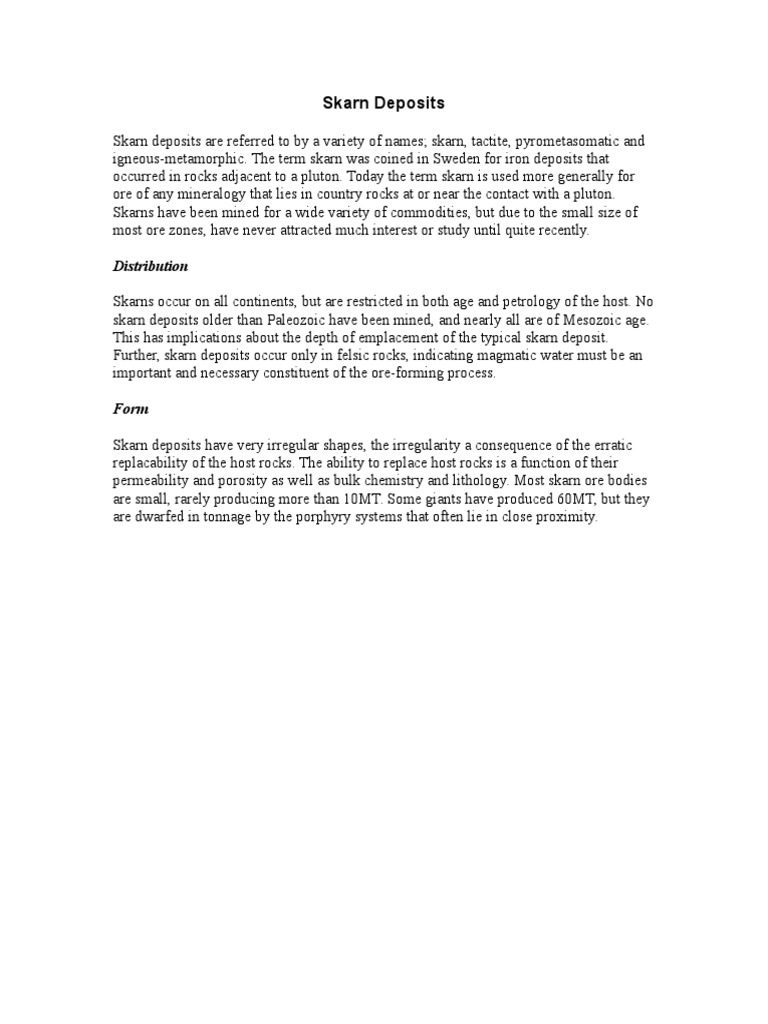Overview of Skarn Deposits and Formation | PDF | Rock (Geology) | Minerals