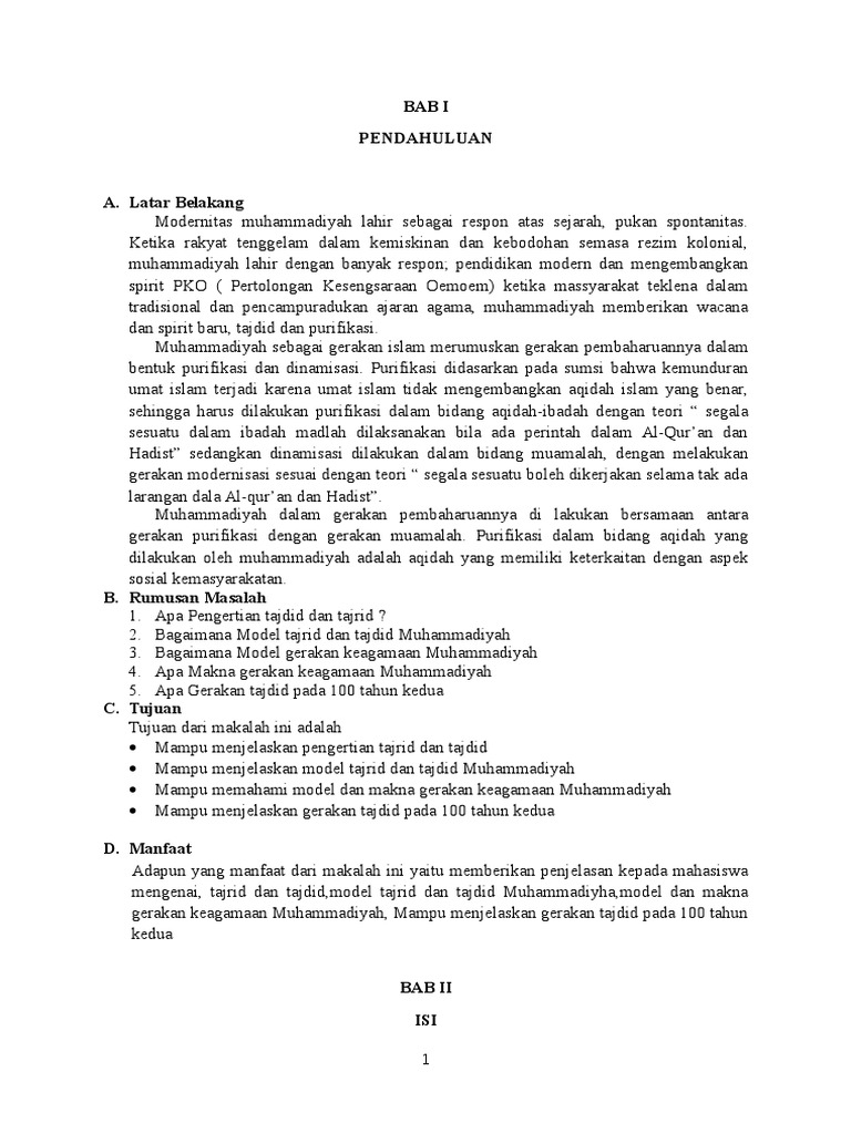 Muhamamadiyah Sebagai Gerakan Islam Yang Berwatak Tajdid Dan Tarjih | PDF | Politik | Agama ...