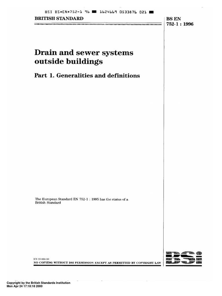 BS en 752-1 - 1996 PDF | PDF | Home & Garden