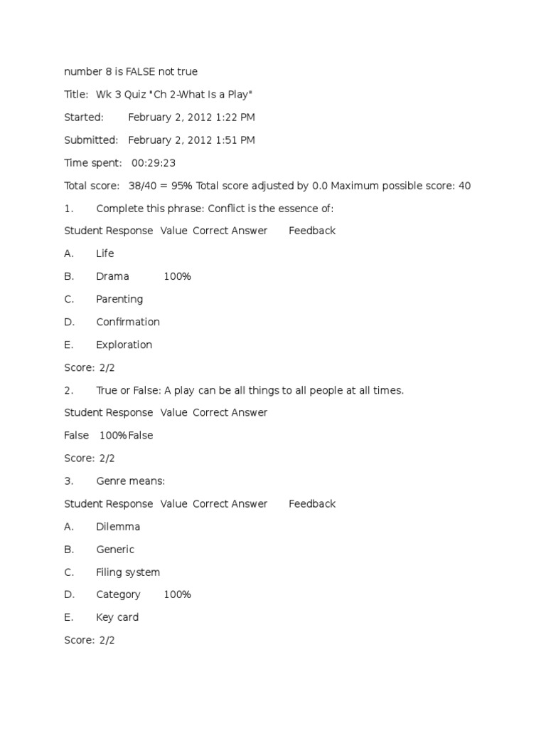Theatre 101 Chapter 2 Quiz | PDF | Broadway Theatre | Comedy