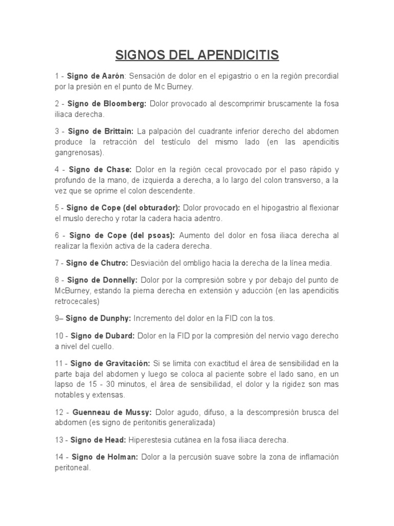 Signos Clave de Apendicitis Aguda | PDF | Intestino grueso ...