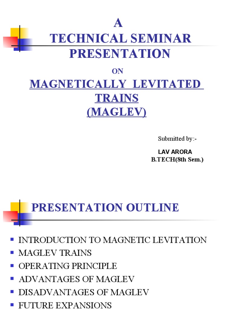 A Technical Seminar Presentation: Magnetically Levitated Trains (Maglev ...