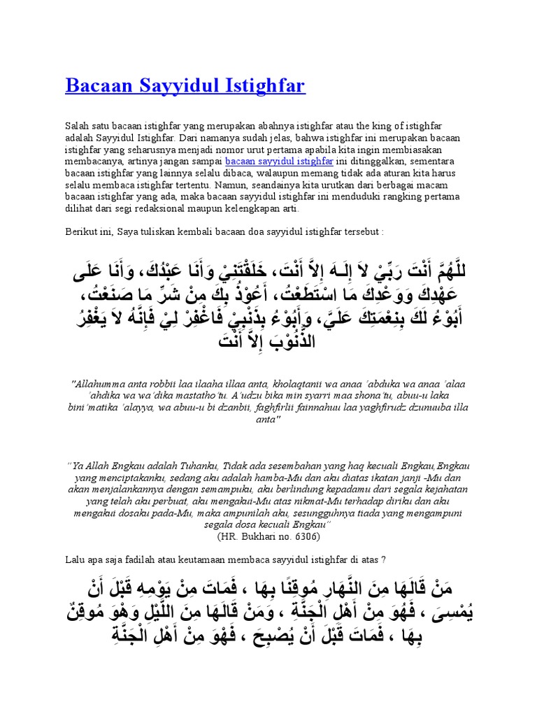 Bacaan Sayyidul Istighfar | PDF