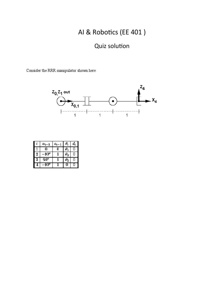 AI & Robotics (EE 401) : Quiz Solution | PDF