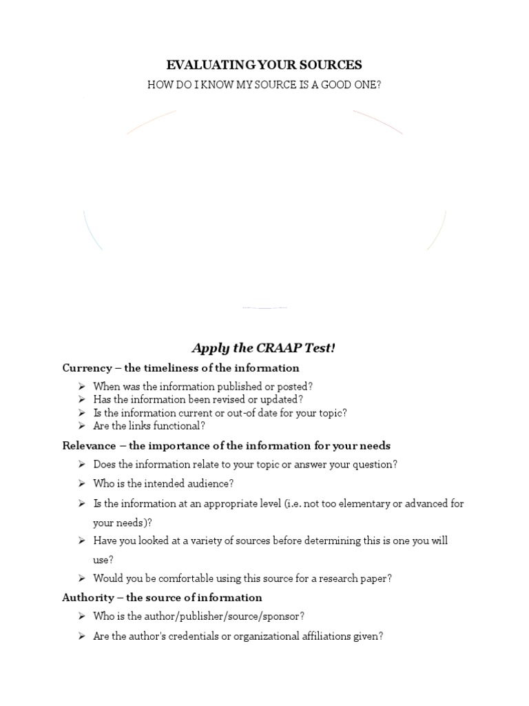Evaluating Sources with the CRAAP Test | PDF