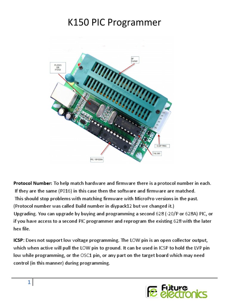 K150 PIC Programmer Guide and Setup | PDF | Pic Microcontroller | Electrical Engineering