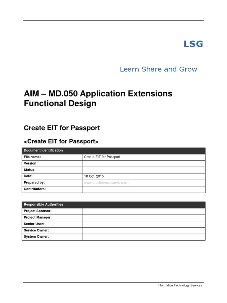Oracle MD.050 Passport Functional Design | PDF | Oracle Database | Passport