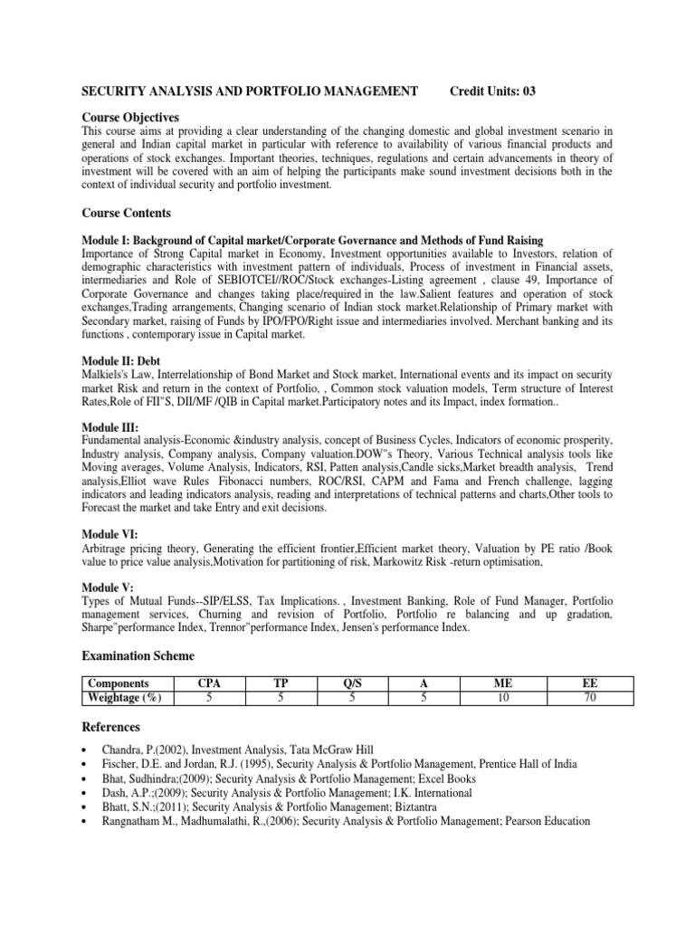 Security Analysis & Portfolio Management | PDF | Stock Market | Capital ...