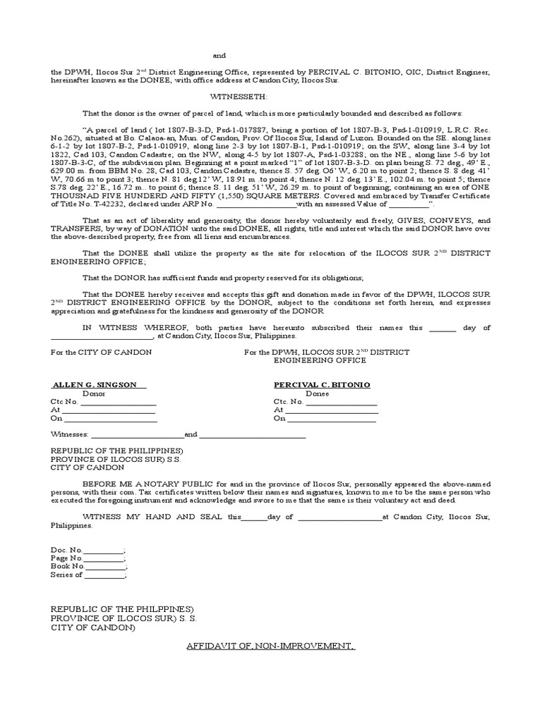 Deed of Donation | Civil Law (Common Law) | Common Law