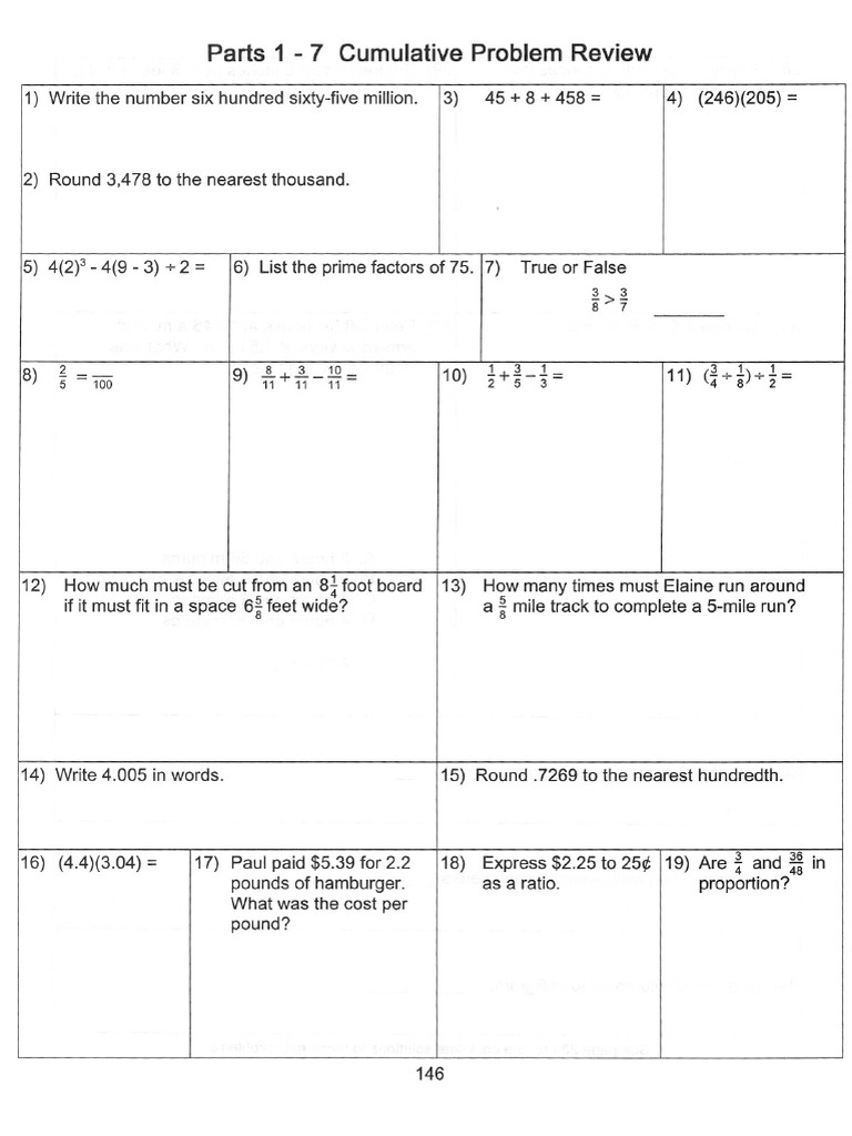 Parts 1: 7 Cumulative Problem Review | PDF | Triangle | Elementary ...