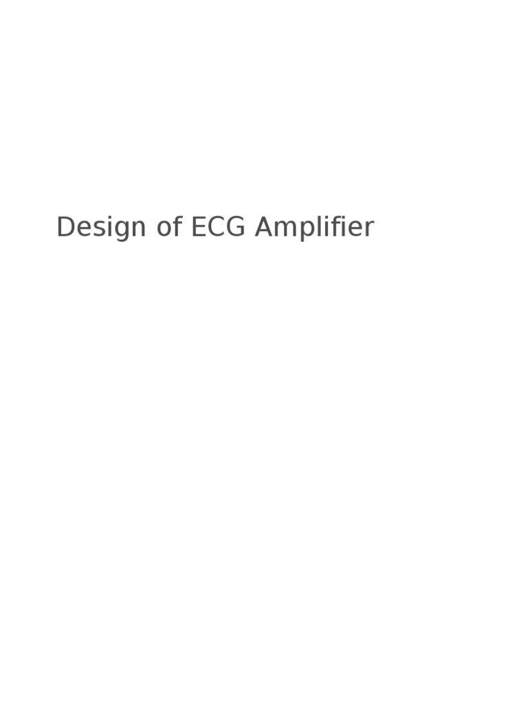 ECG Amplifier Design and Filtering Techniques | PDF | Low Pass Filter ...