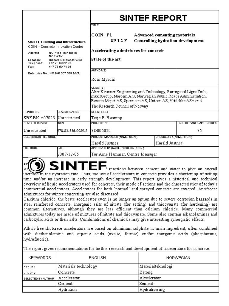 SBF BK A07025 Accelerating Admixtures For Concrete | PDF | Concrete ...