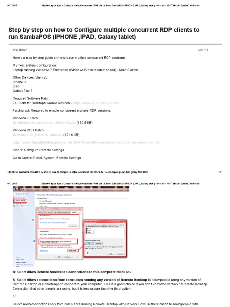 Step by Step On How To Configure Multiple Concurrent RDP Clients To Run SambaPOS (Iphone, Ipad ...