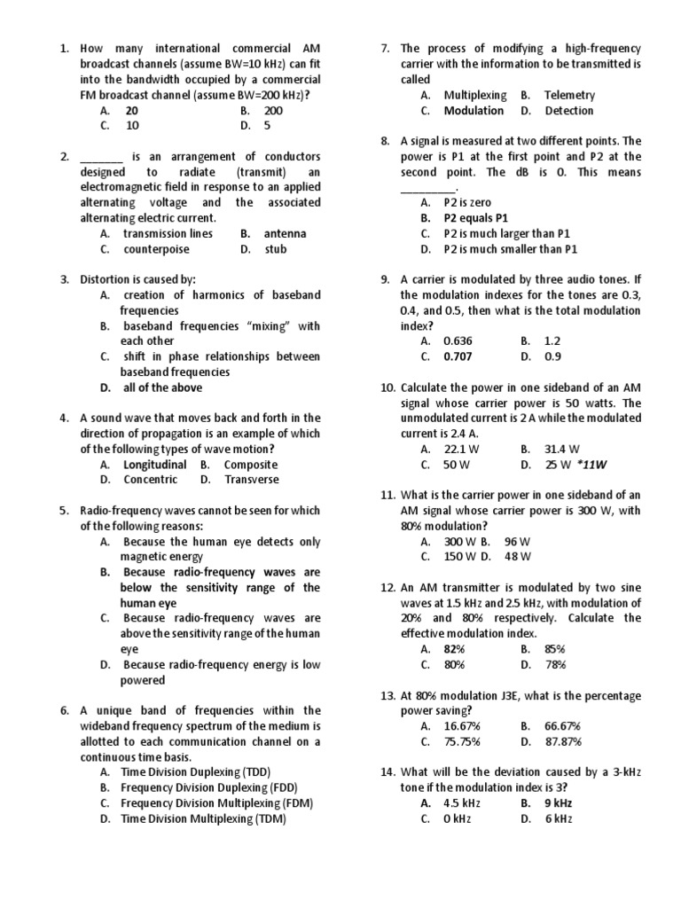 ECE Questionnaire Mix | Download Free PDF | Frequency Modulation ...