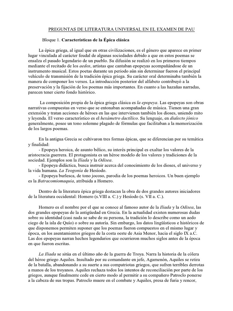 Literatura Universal en el Examen PAU | PDF | Rey Arturo | Simbolismo ...
