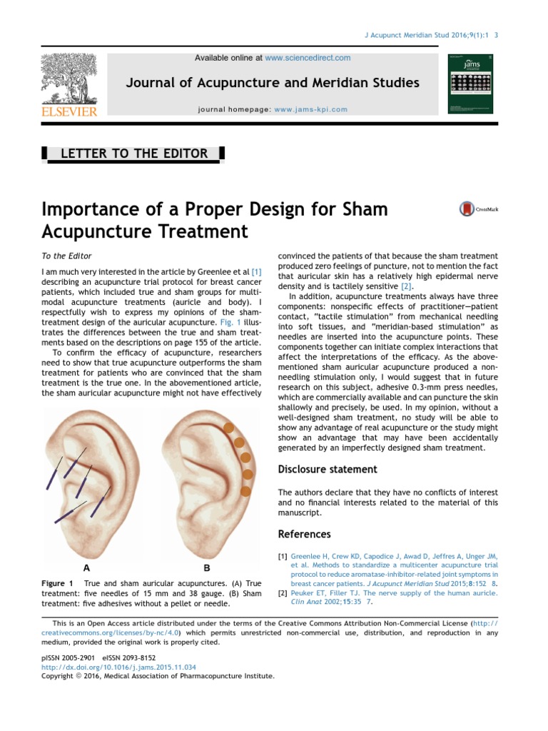 Importance of A Proper Design For Sham Acupuncture Treatment | PDF ...