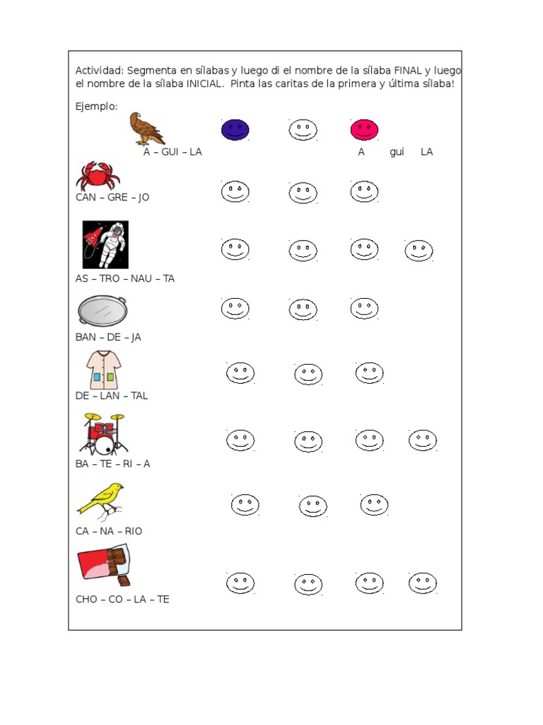 Reconocer Silaba Inicial y Final | PDF