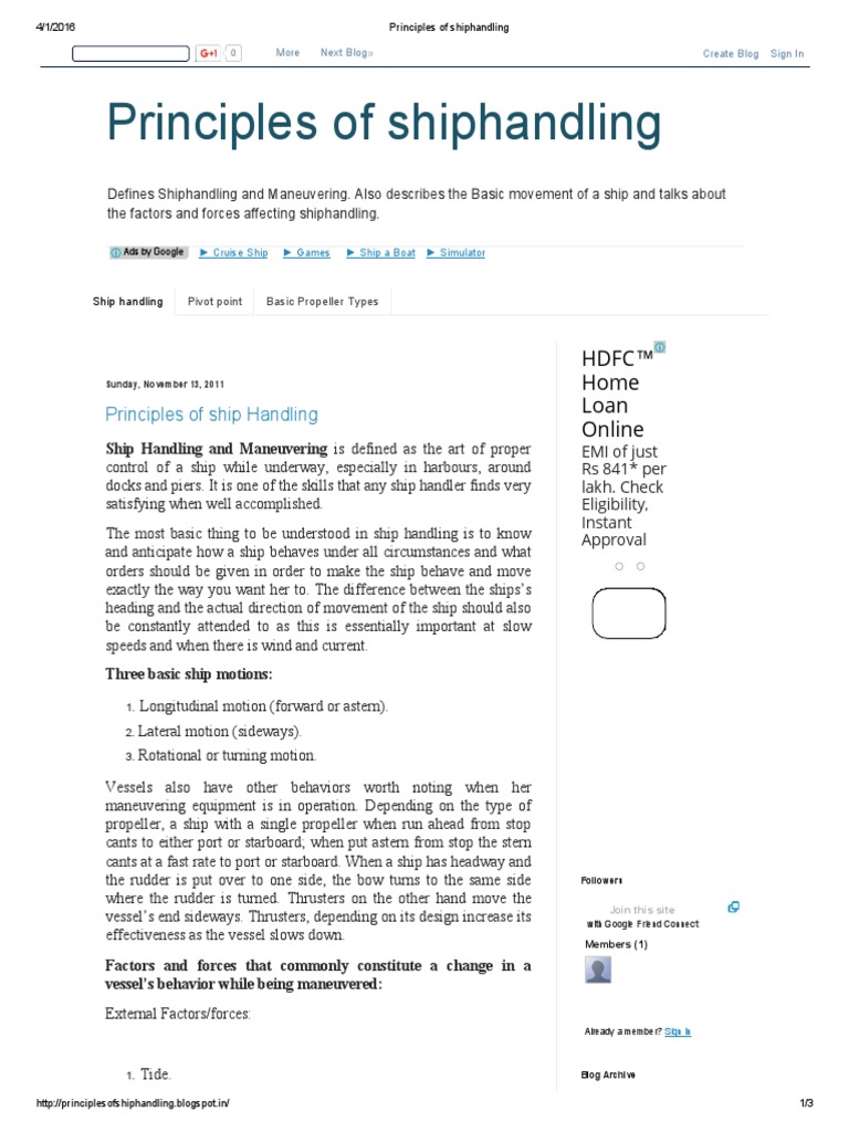 Principles of Shiphandling and Maneuvering | Water Transport | Ships