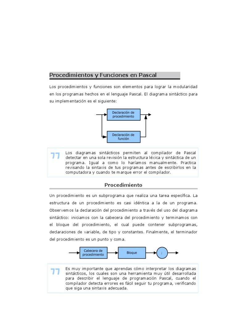 Procedimientos, funciones y modularidad en Pascal: una introducción a ...