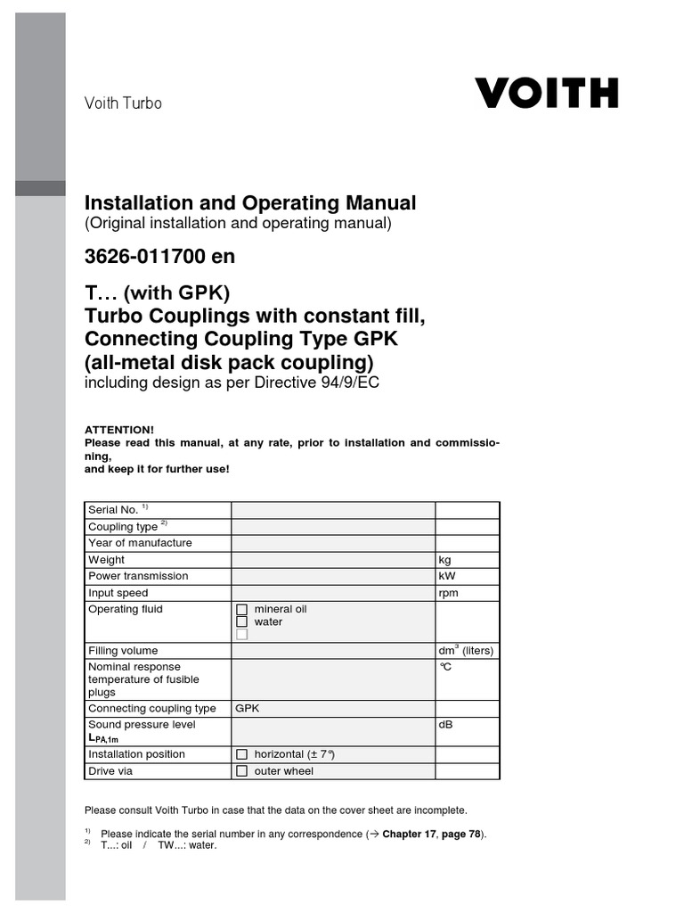Voith Coupling | PDF | Manufactured Goods | Mechanical Engineering