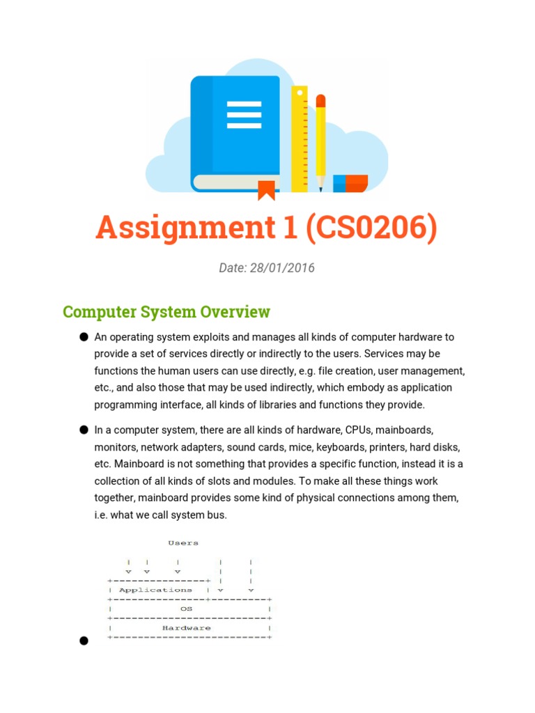 Operating System Assignment 1 Input Output Central Processing Unit