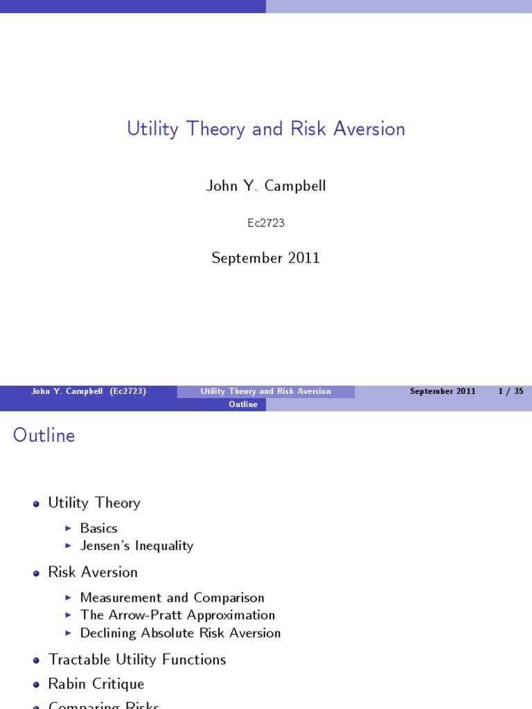 Utility Functions and Risk Aversion | PDF | Risk Aversion | Utility