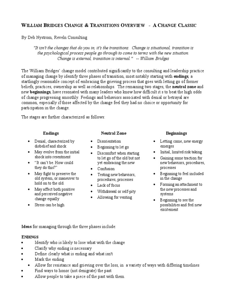 William Bridges Transitions Overview